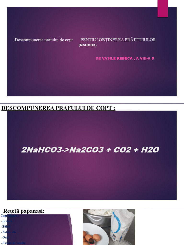 Descompunerea Prafului de Copt PENTRU OBȚINEREA PRĂJITURILOR | PDF