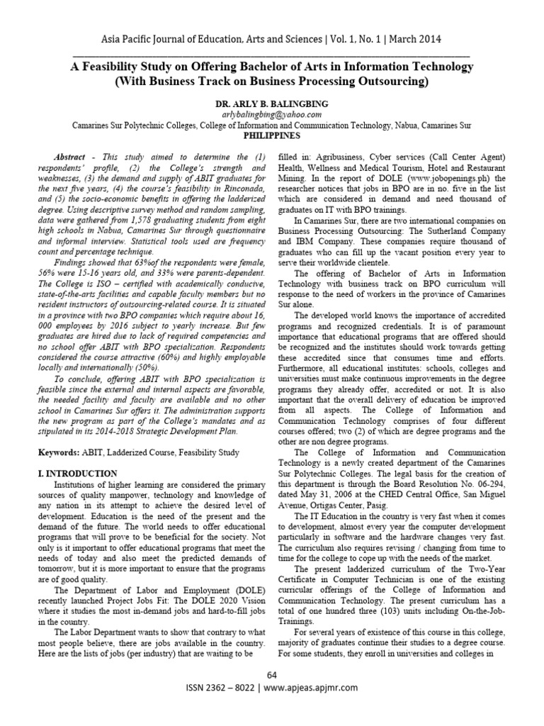 Feasibility Study Example 32 Pdf Outsourcing Information Technology
