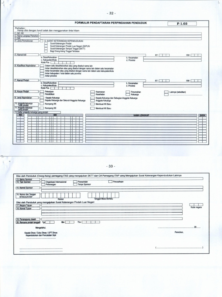 Formulir Pindah f.103-1 | PDF