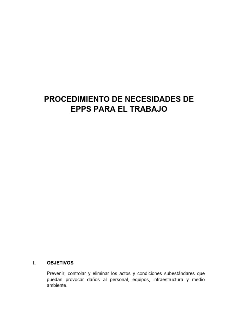 Procedimiento para Las Necesidades de EPPs | PDF