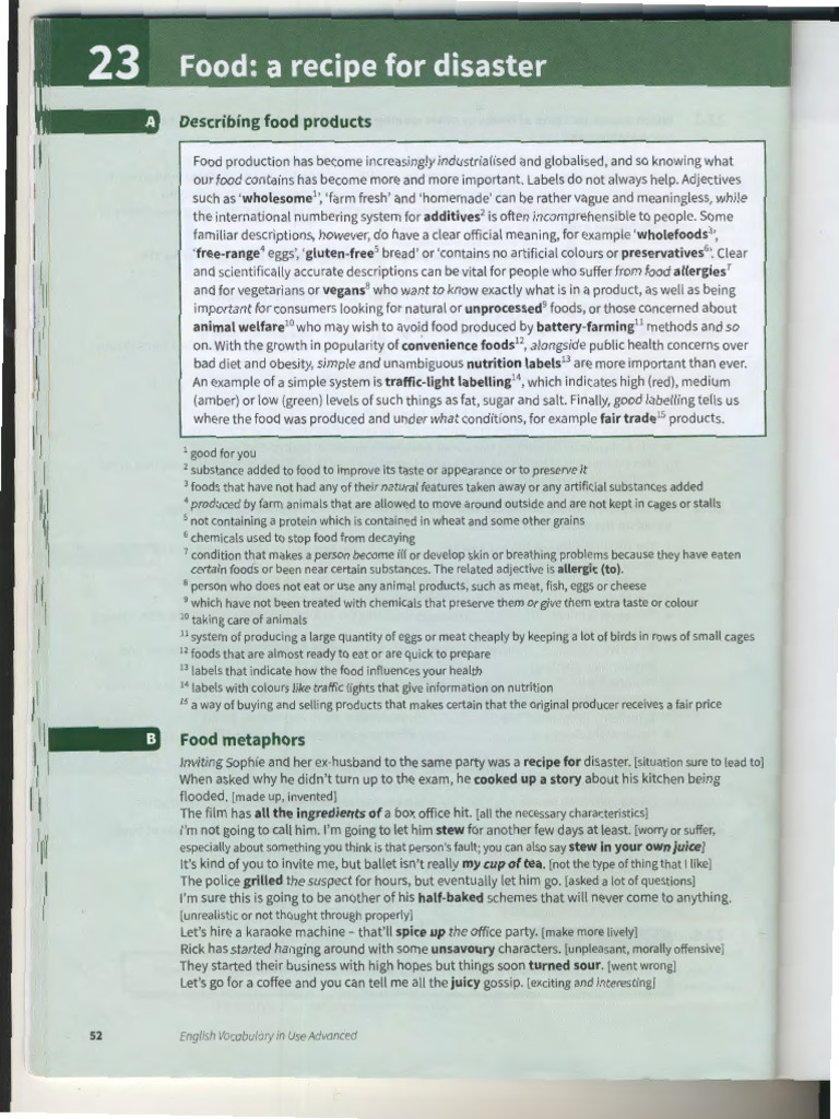 Food 23-24 Vocabulary Advanced | PDF | Foods | Egg As Food