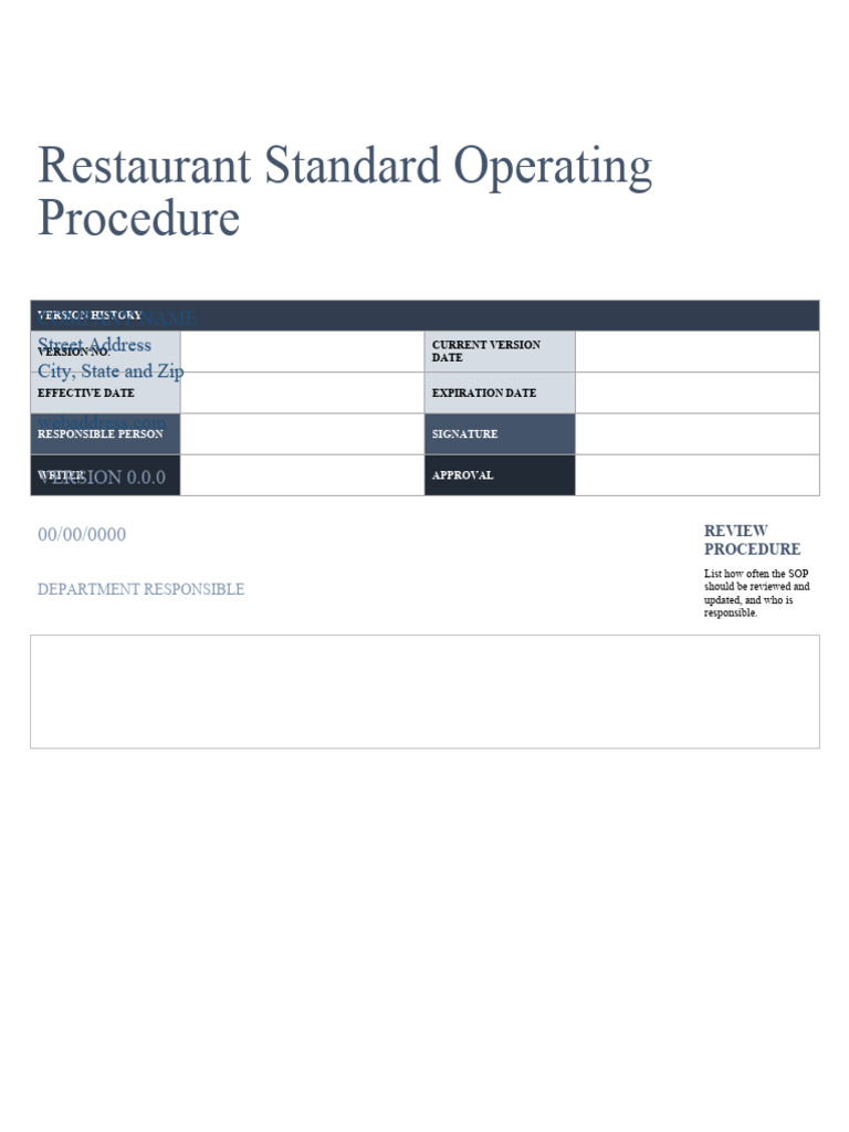 Restaurant SOP: Food Safety Procedures | PDF | Wellness