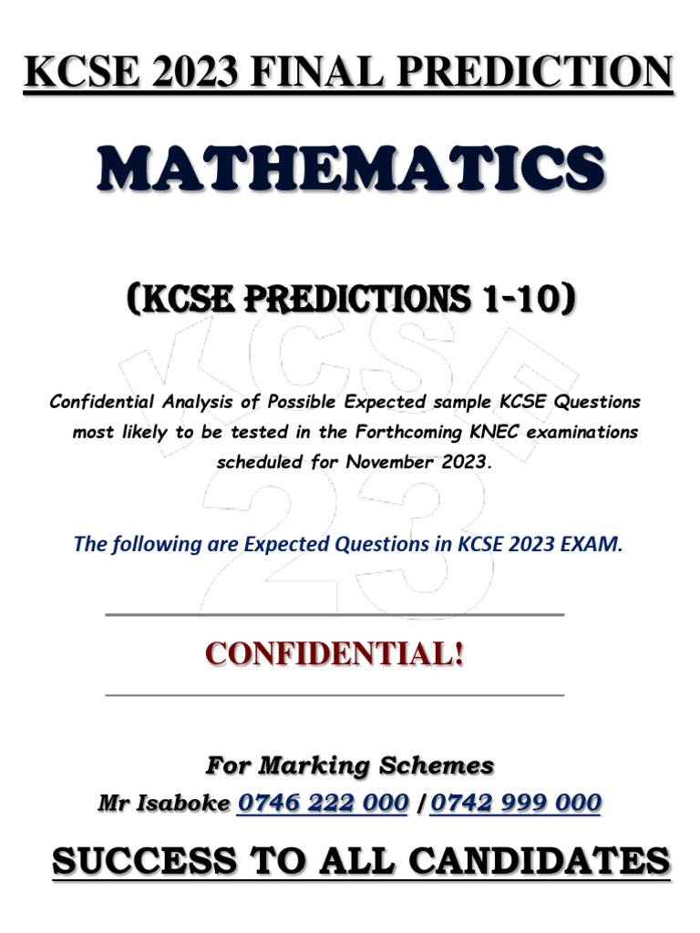 KCSE 2023 Mathematics Predictions Guide | PDF | Circle | Triangle