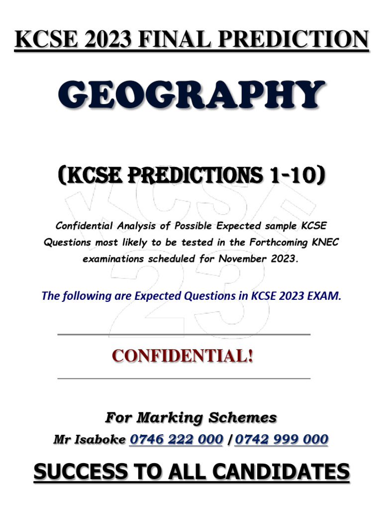 Kcse Geography Final Prediction 2023 | PDF | Teaching Methods ...