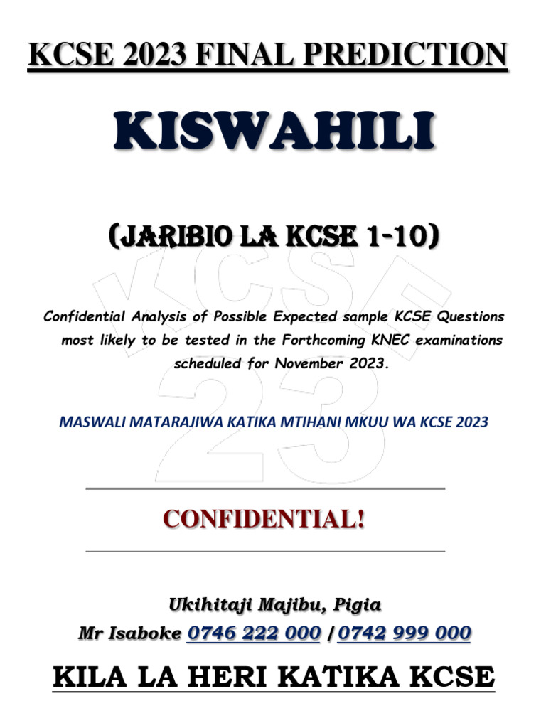 Kcse Kiswahili Final Prediction 2023 | PDF