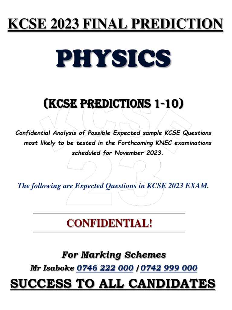 KCSE 2023 Physics Exam Predictions | PDF