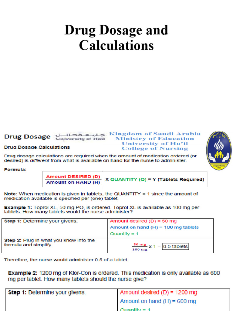 Drug Calculations | PDF