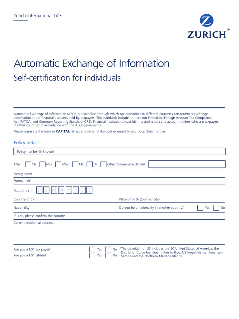 AEOI Form | PDF | Global Forum On Transparency And Exchange Of ...