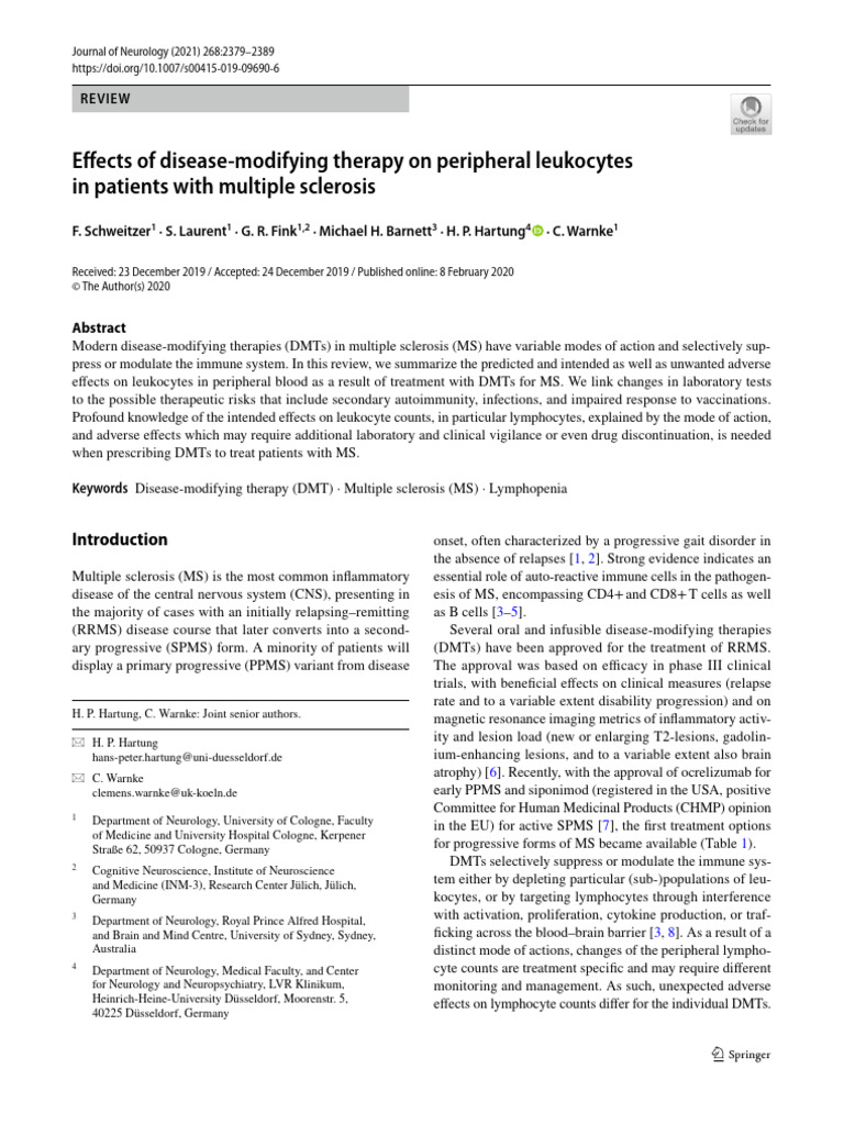 DMT and WBC Infecton | PDF | Multiple Sclerosis | Hepatitis B