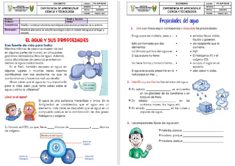 Actividad 8 El Agua y Sus Propiedades | PDF