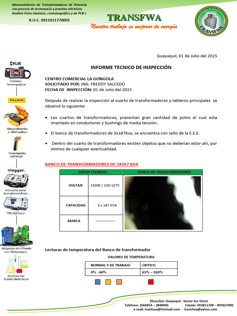 Informe de Inspeccion La Gondola | PDF