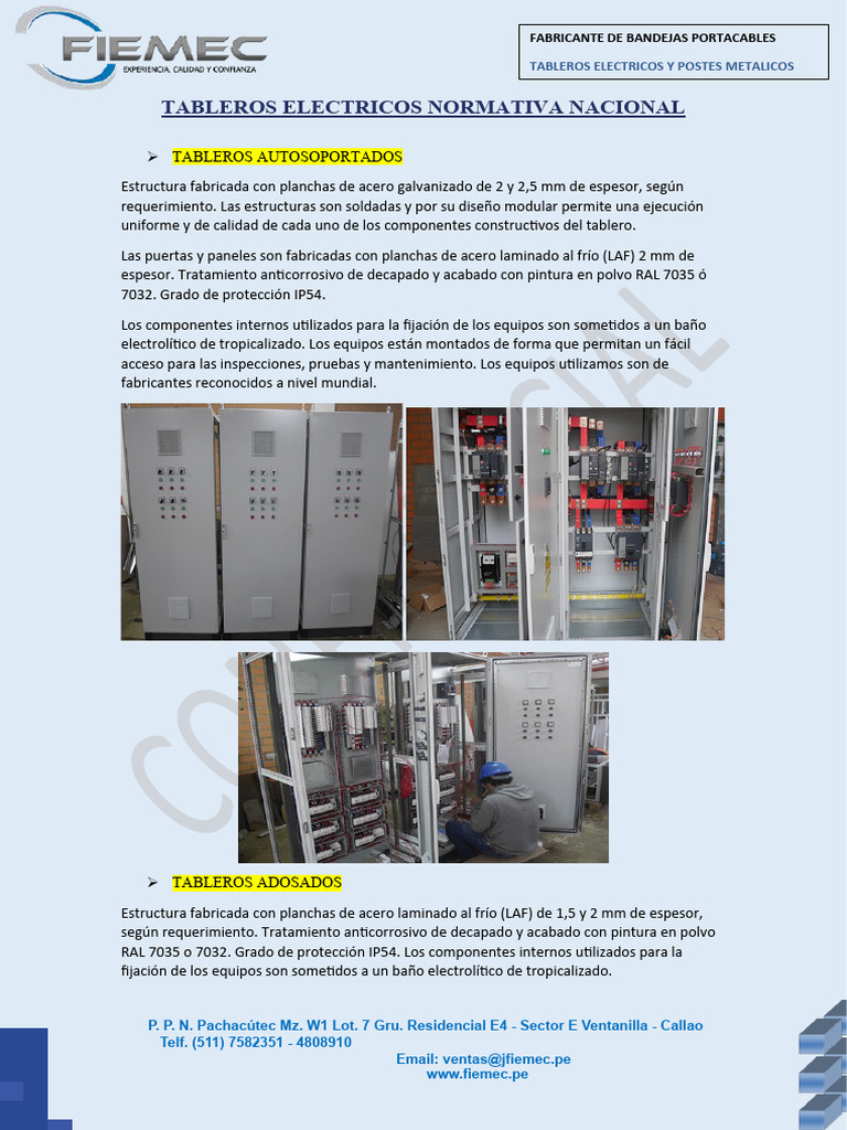 Tableros Eléctricos Autosportados y Normativa | PDF | Acero | Laminado ...