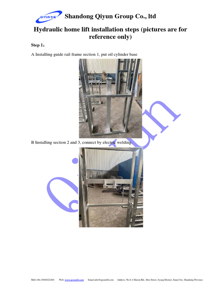 Hydraulic Home Lift Installation Guide | PDF | Manufactured Goods ...