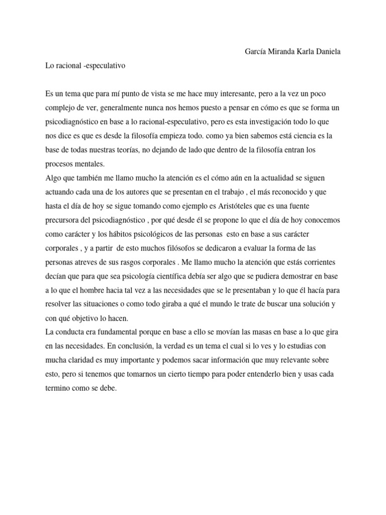 Lo racional -especulativo | PDF