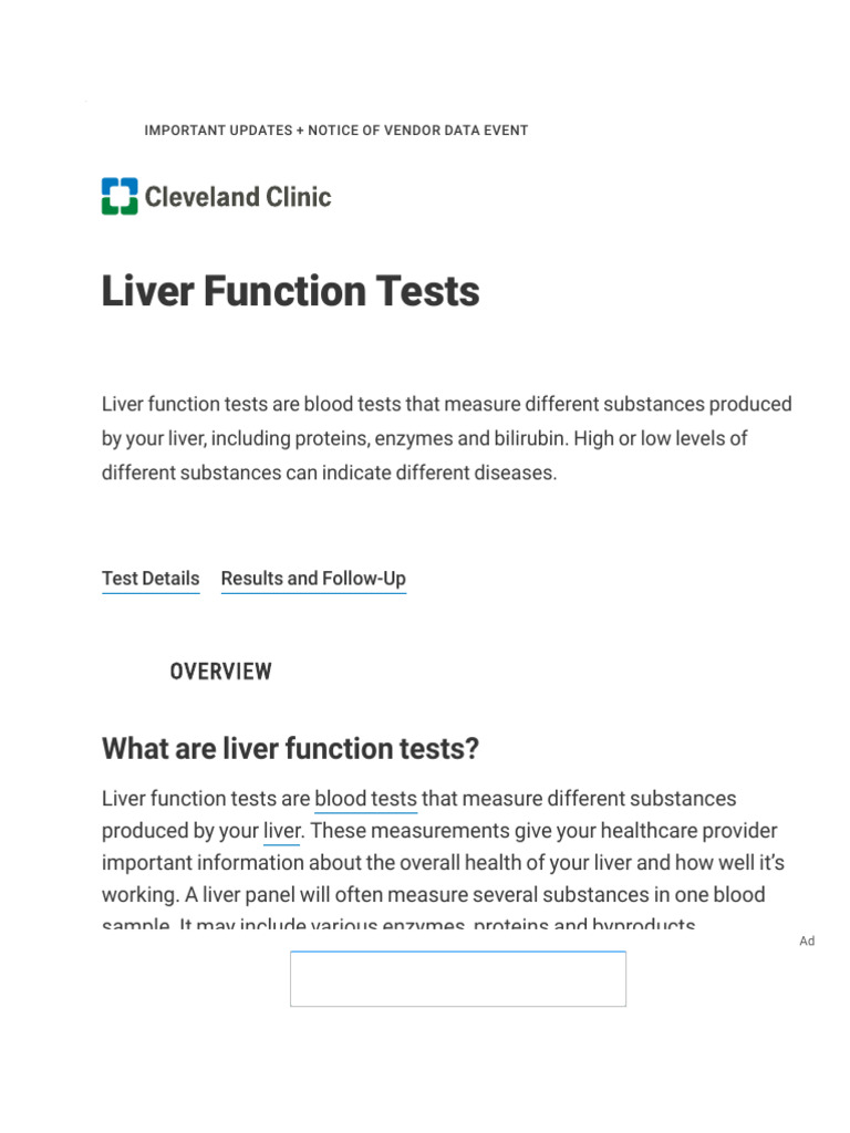 Liver Function Tests - Types, Purpose & Results Interpretation | PDF ...