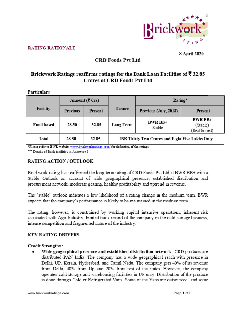 CRD Foods 8apr2020 | PDF | Finance & Money Management | Law