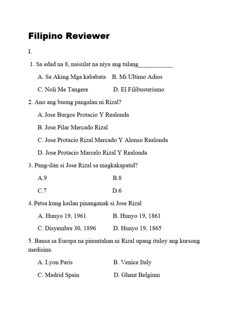Filipino Reviewer Quiz Bee | PDF Filipino Reviewer Quiz Bee | PDF