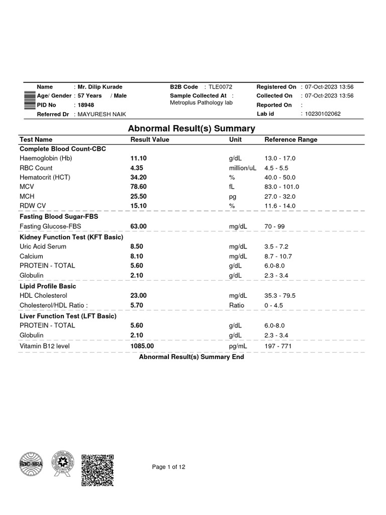 Multi Lab Id Report | Download Free PDF | Glycated Hemoglobin | Cholesterol