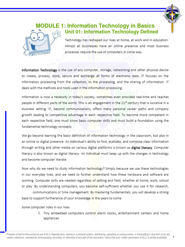 Unit 1 Module 1 | PDF | Information | Information Technology