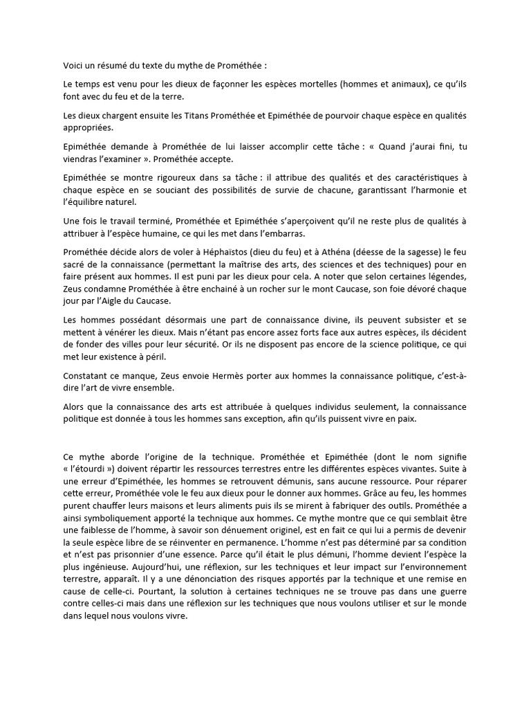 Mythe de Prométhée 1 | PDF | Prométhée