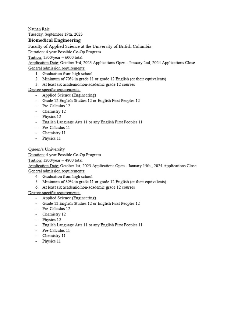 Nathan-Post Secondary Research Assignment | PDF | Physics | Biomedical ...