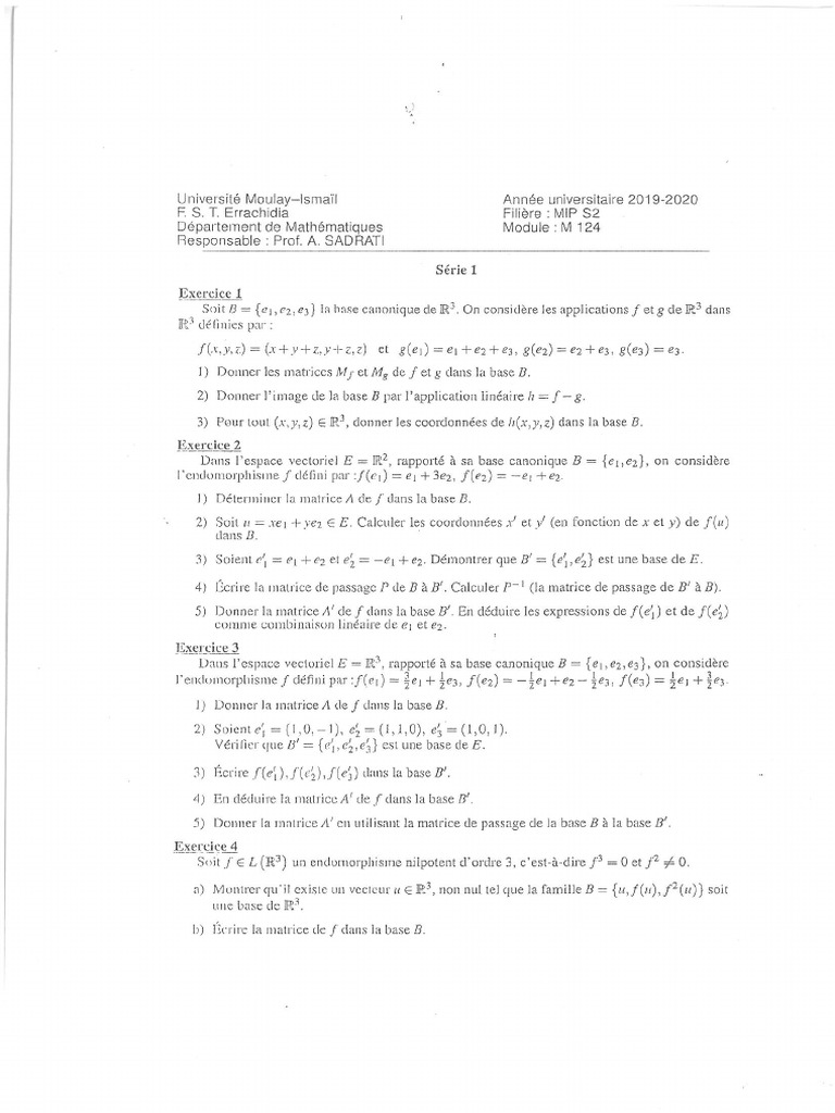 TD (M124) Corrig - S | PDF | Physique mathématique | Relations mathématiques
