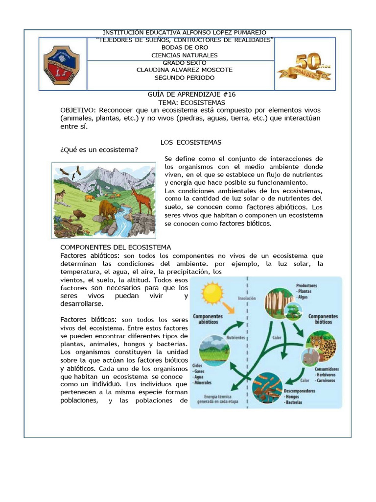 Guia de Aprendizaje 16 Ecosistemas - Compress | PDF | Ecosistema | Entorno natural