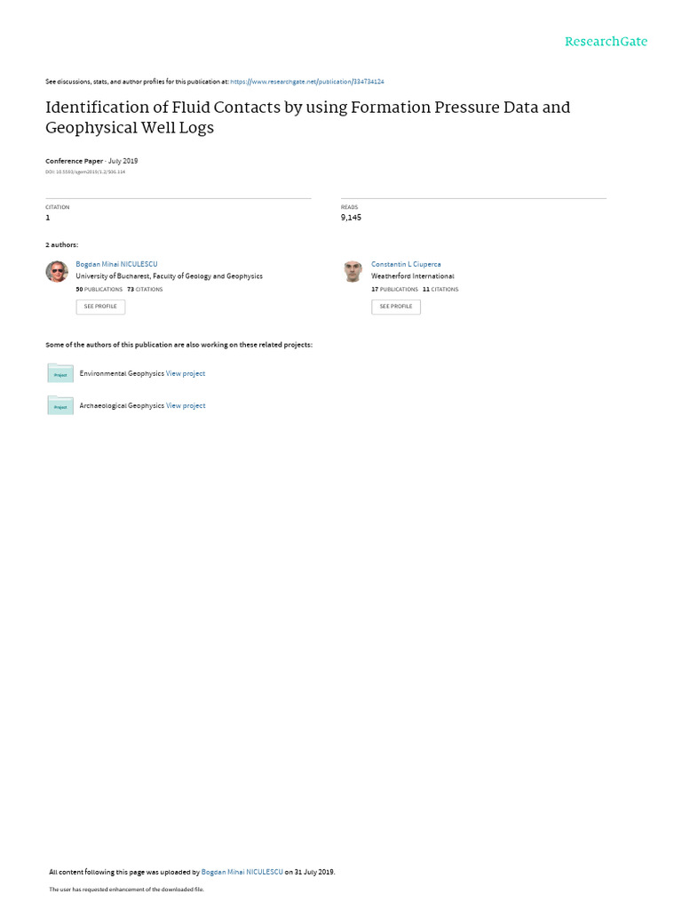 Identification of Fluid Contacts by Using Formation Pressure Data and ...