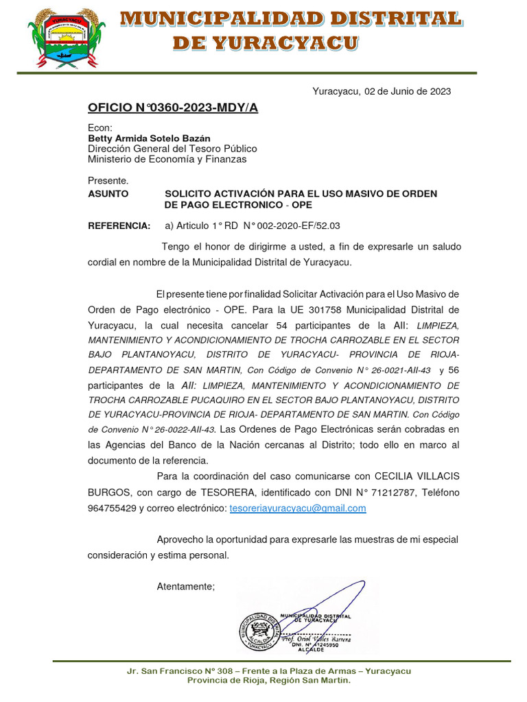 OFICIO N 0360-2023 | PDF