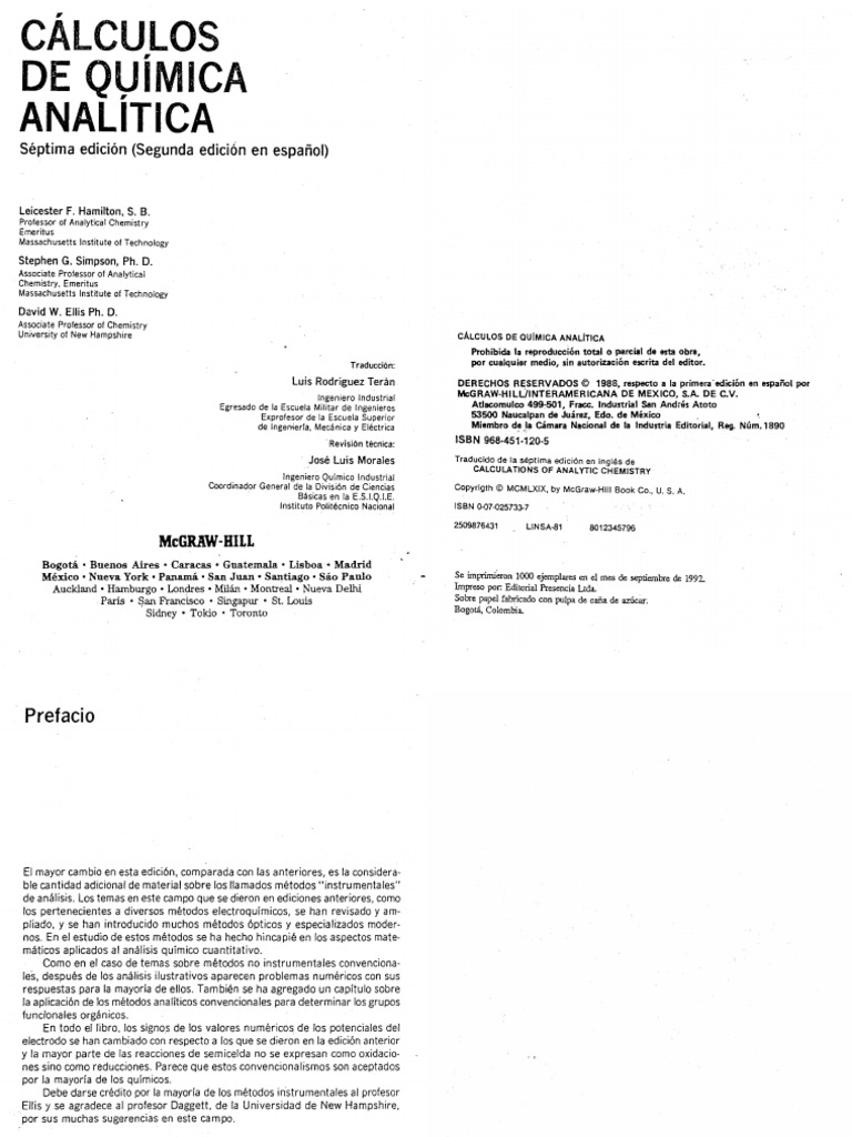 Cálculos en Química Analítica | PDF | Exactitud y precisión | Medición