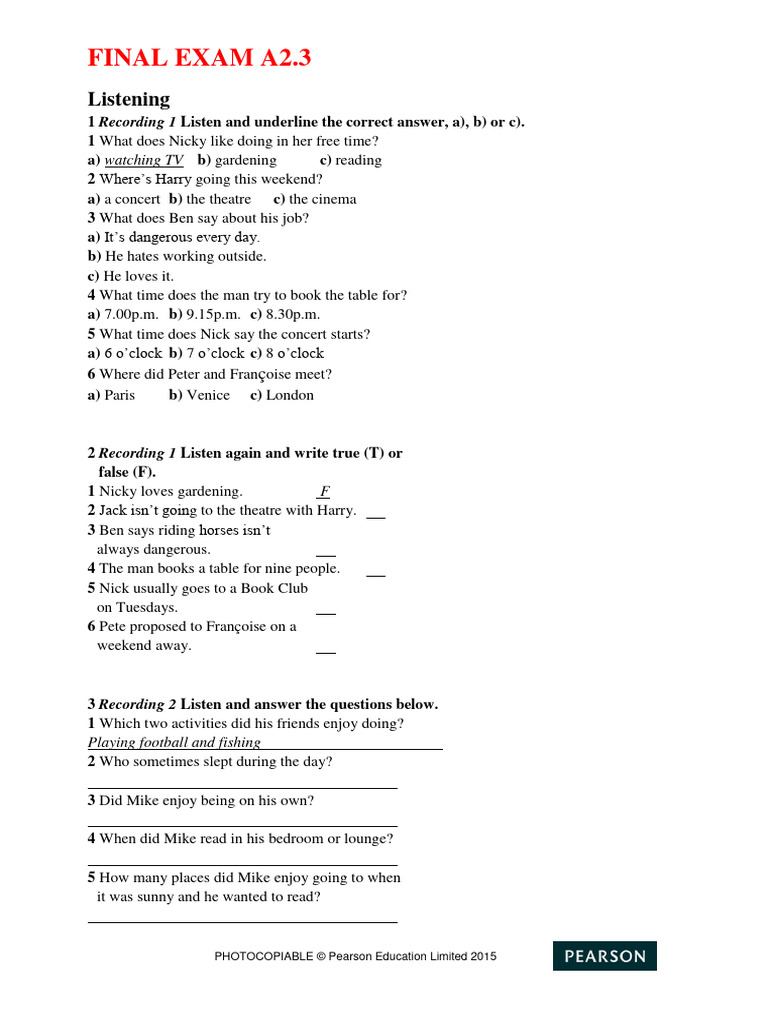 Final Test S&L | PDF