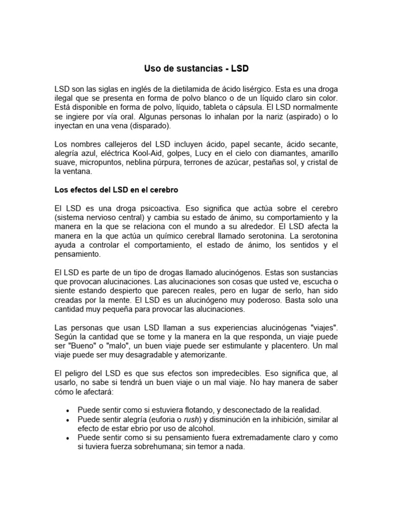 Uso de Sustancias LSD | PDF