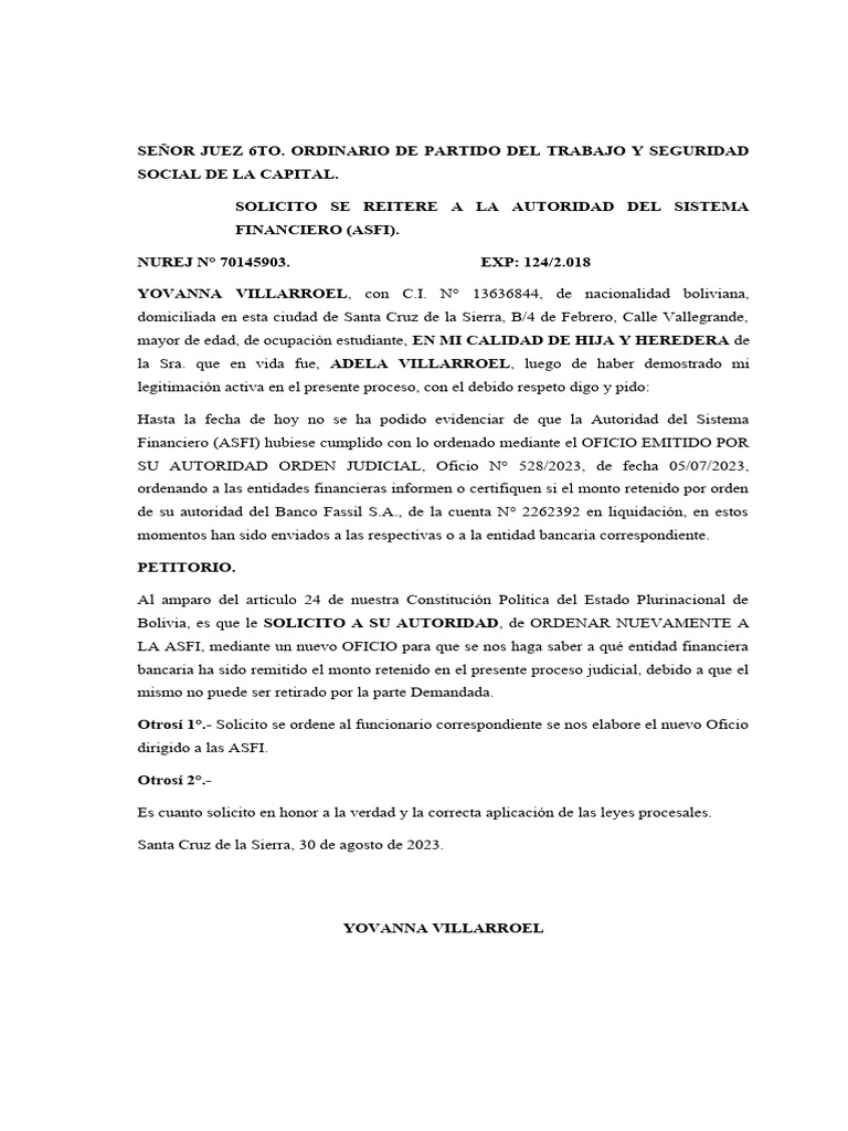 Solicitud Asfi | PDF