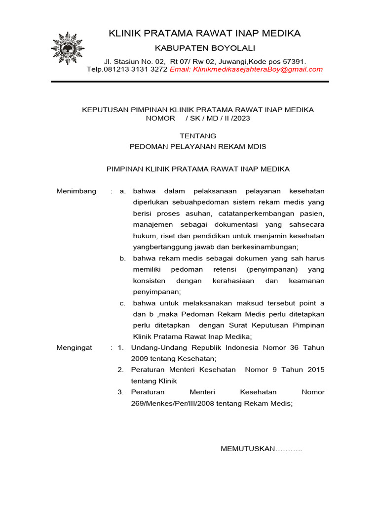 SK Pedoman RM | PDF