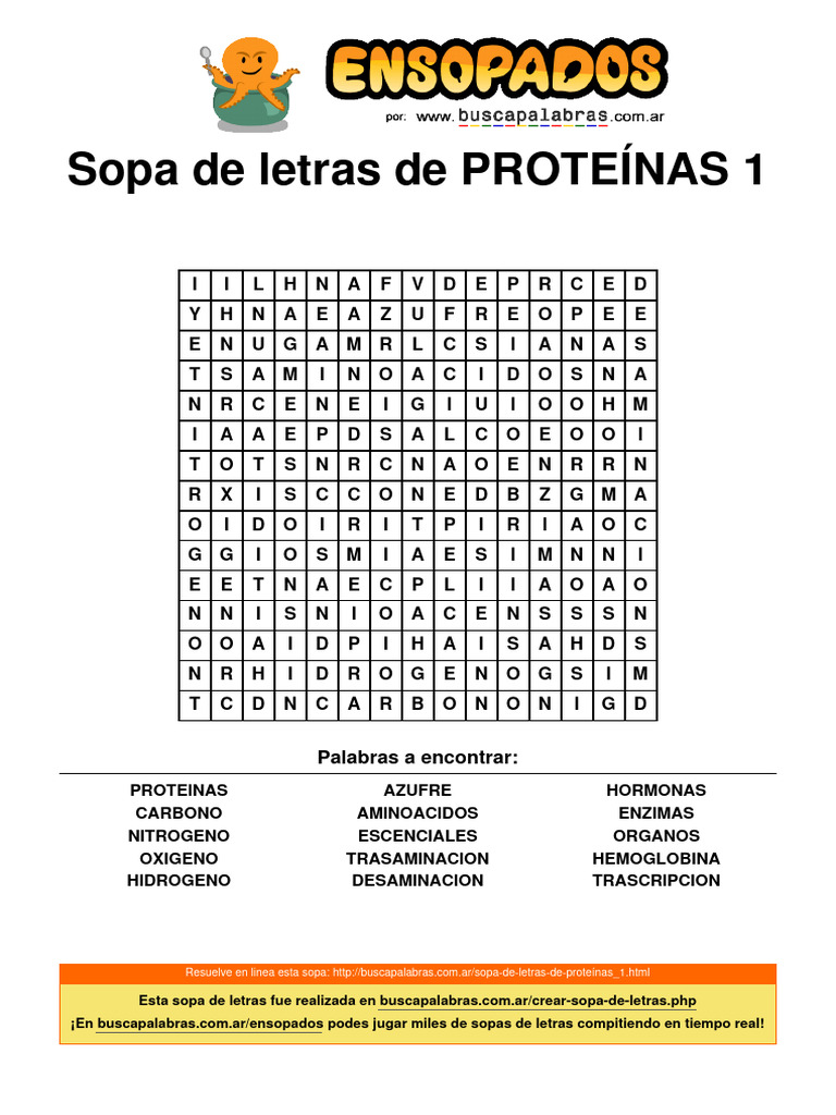 Sopa de Letras sobre Proteínas | PDF