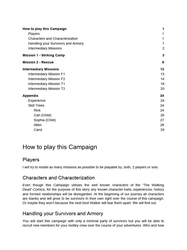 Campaign Guide for The Walking Dead Game | PDF