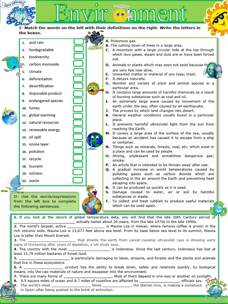 Match The Words On The Left With Their Definitions On The Right | PDF ...