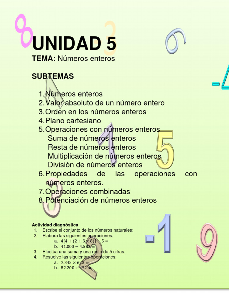 Unidad 5 Numeros Enteros | PDF