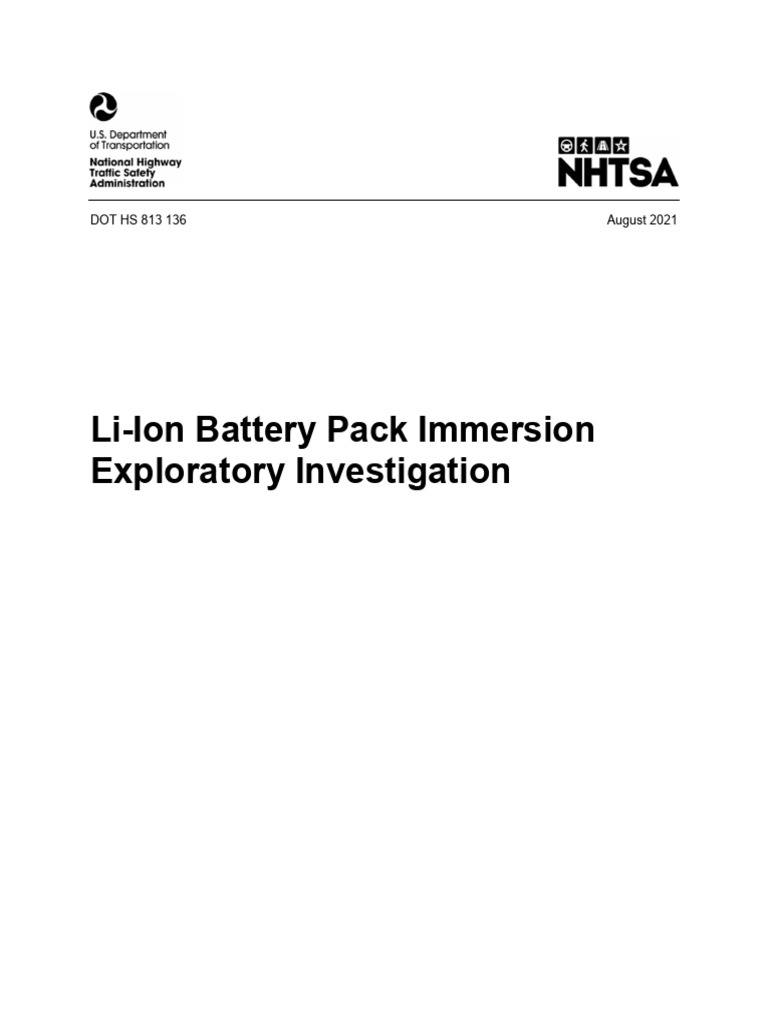 Li-Ion Battery Pack Immersion Exploratory Investigation | PDF
