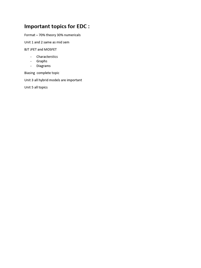 Key Topics for EDC Curriculum | PDF