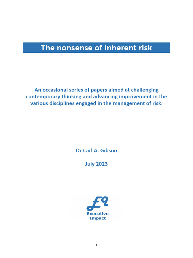 The Nonsense of Inherent Risk | PDF | Risk | Audit