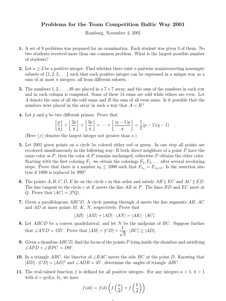 BW 01 Probl | PDF | Geometry | Elementary Mathematics