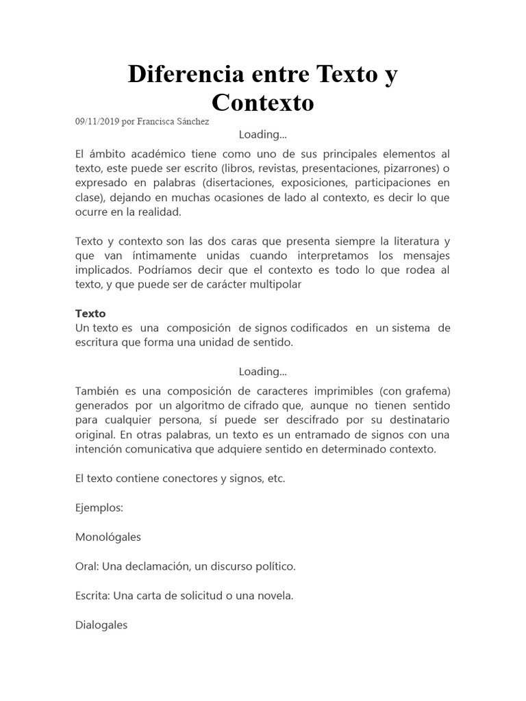 Diferencia Entre Texto y Contexto | PDF Diferencia Entre Texto y Contexto | PDF