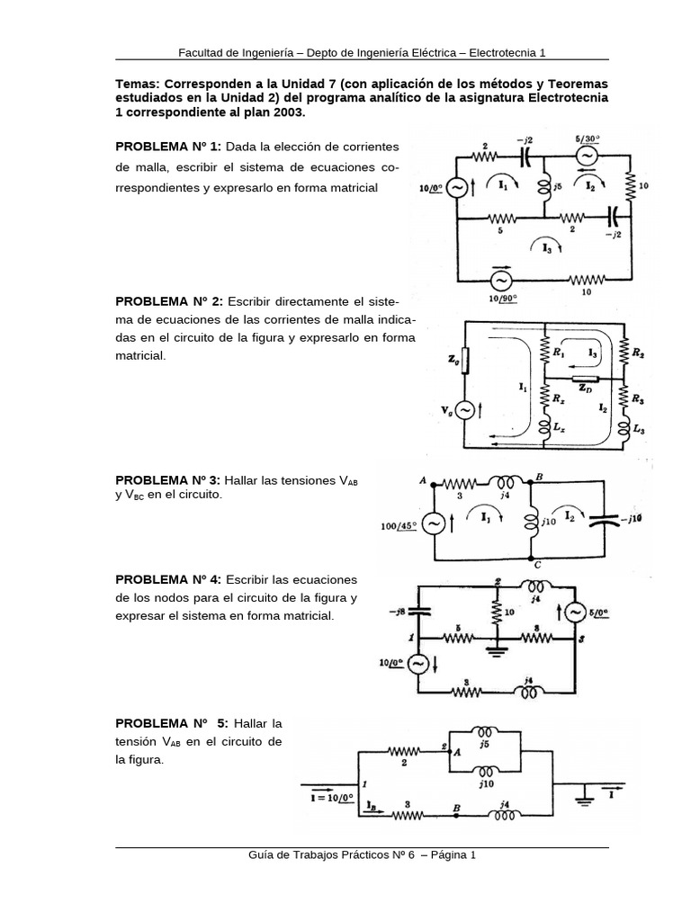 E1 Guia 6 | PDF | Red eléctrica | Ecuaciones