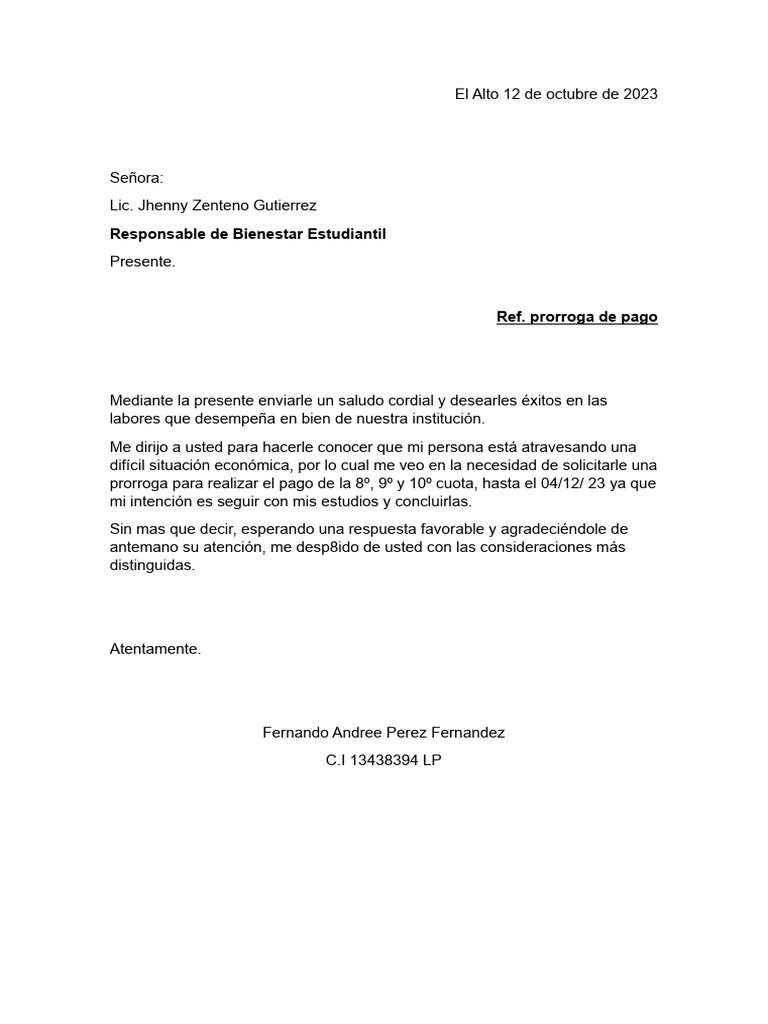 Carta de Prorroga | PDF