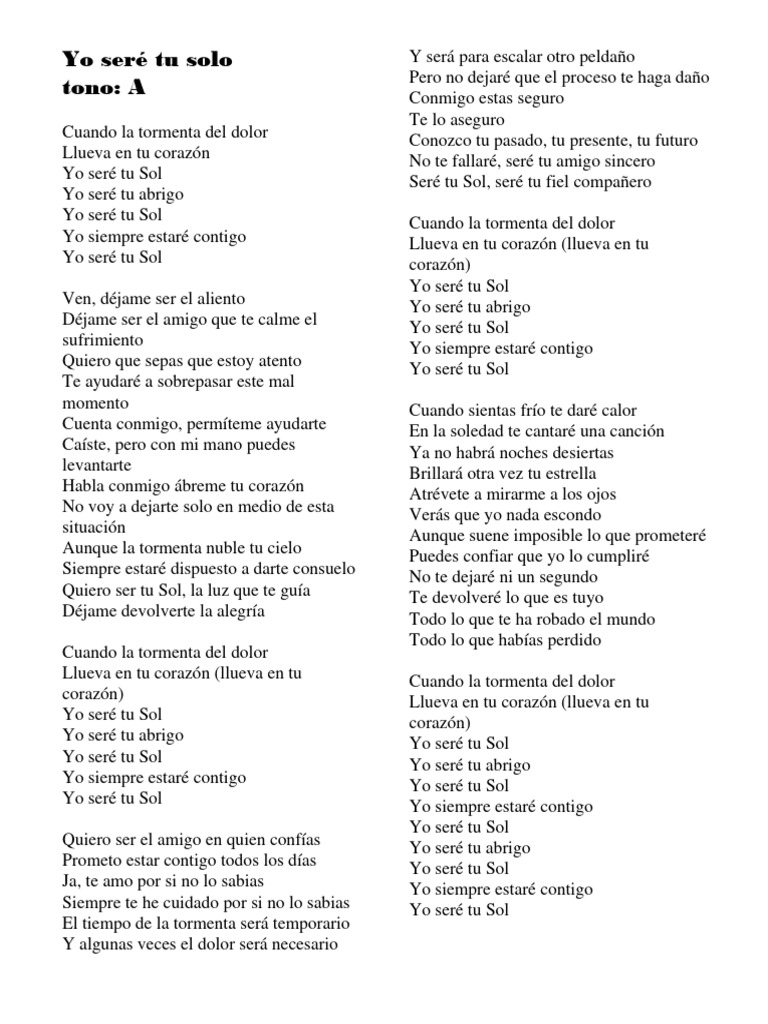 Yo seré tu Sol: letra y significado | PDF | Poesía