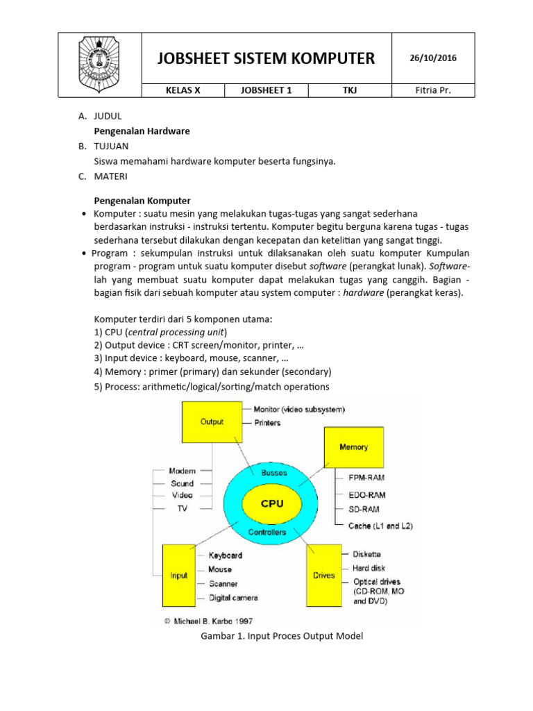Jobsheet 1 Sistem Komputer | PDF