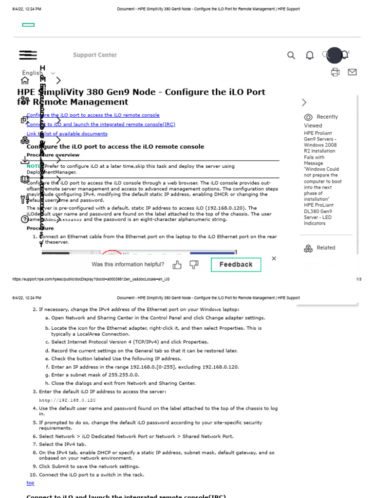 Configure ILO | PDF | Computer Network | Ip Address