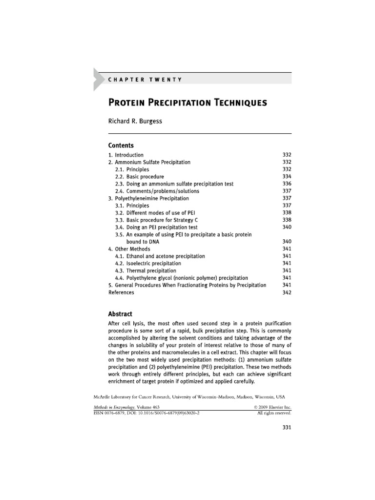 Protein Precipitation Techniques | PDF