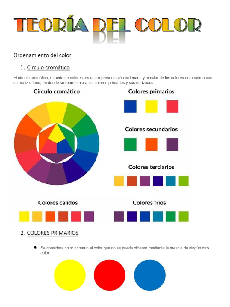 Teoría del Color y Círculo Cromático | PDF
